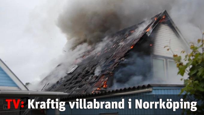 Kraftig villabrand i Norrköping