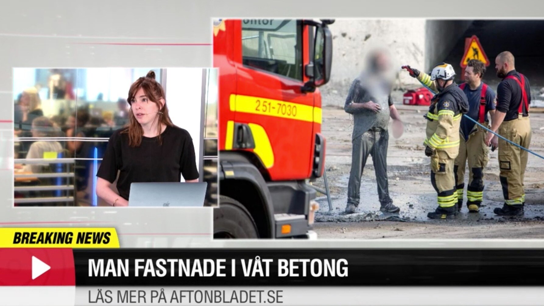 Man trillade ner i våt betong - Aftonbladet TV