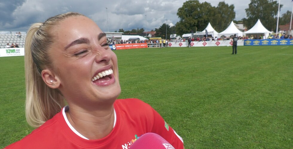 Tonje Frigstad og Birk Ruud etter kjendiskampen på Ekebergsletta under ...